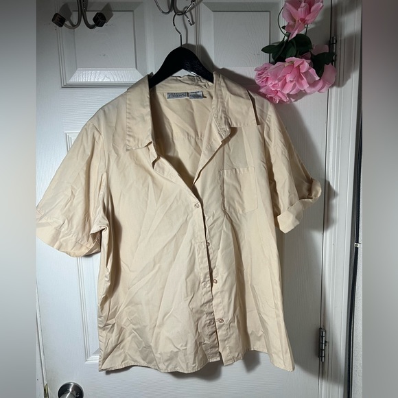 Basic Editions | Tops | Beige Button Down Shirt | Poshmark